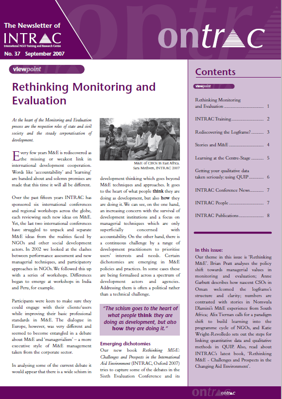 ONTRAC 37. Rethinking Monitoring and Evaluation - INTRAC
